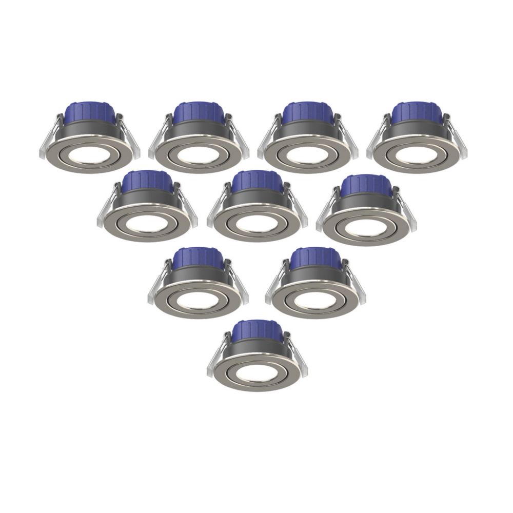 LAP Chaac Tilt Fire Rated LED Downlights Brushed Nickel 5.5W 600lm 10 ...
