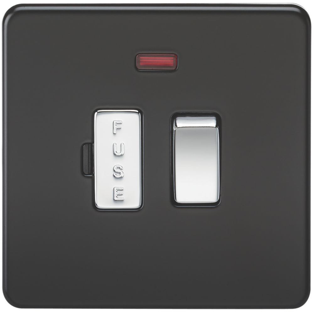Knightsbridge 13A Switched Fused Spur with LED Matt Black - Screwfix