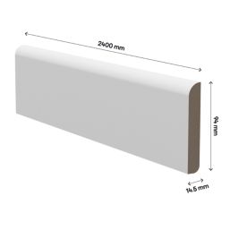 Essentials Primed MDF Round & Bullnose Skirting Board 2400mm x 94mm x ...