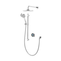Aqualisa Optic Q HP/Combi Rear-Fed Chrome Thermostatic Dual Outlet Smart Shower with Wall-Fixed ...