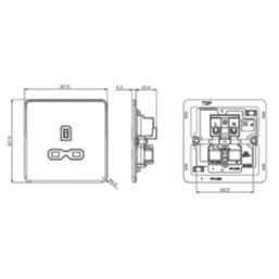 Knightsbridge 13A 1-Gang Unswitched Socket Brushed Chrome with Grey ...