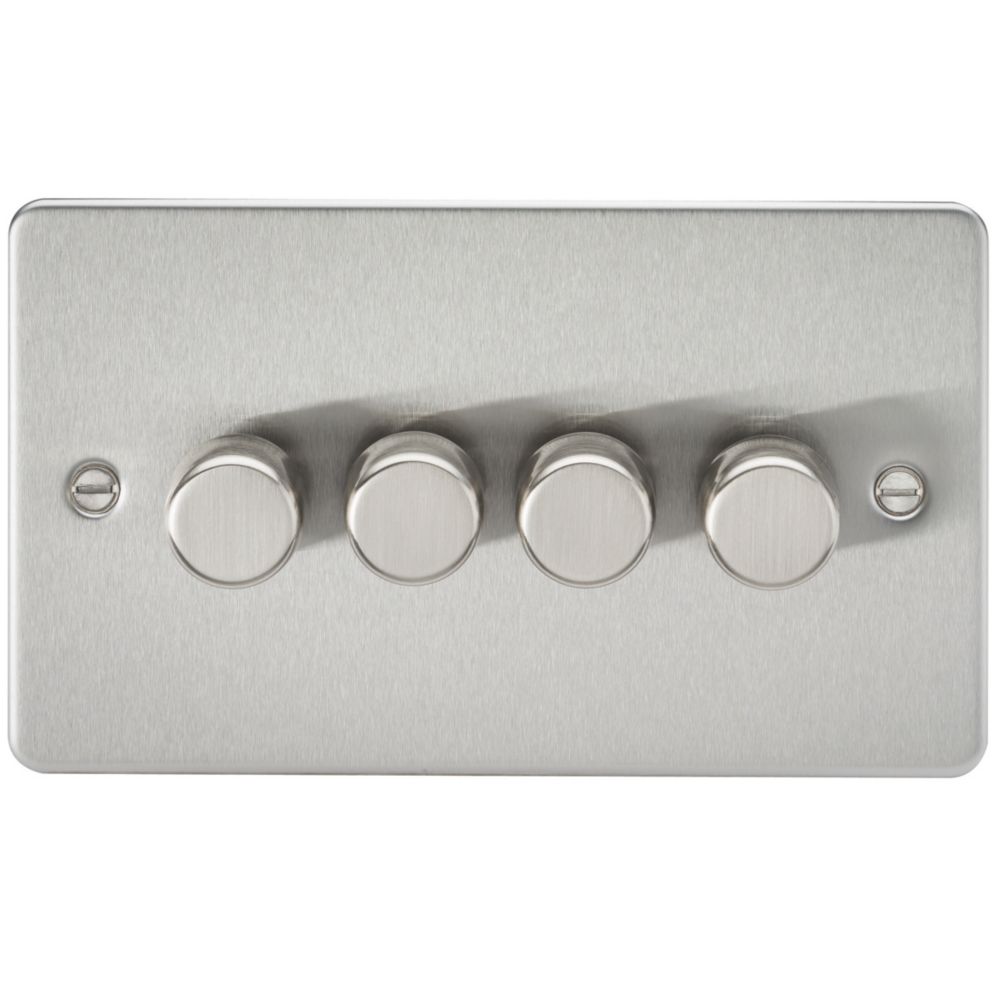Knightsbridge 4-Gang 2-Way LED Intelligent Dimmer Switch Brushed Chrome ...