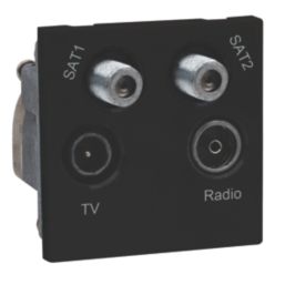 LAP Quadruplex Modular Multimedia Socket Black - Screwfix