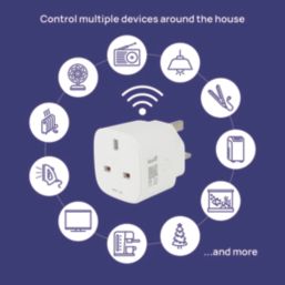 LAP Myko 13A Smart Plug with Energy Monitoring White/Grey - Screwfix