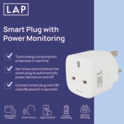LAP Myko 13A Smart Plug with Energy Monitoring White/Grey - Screwfix