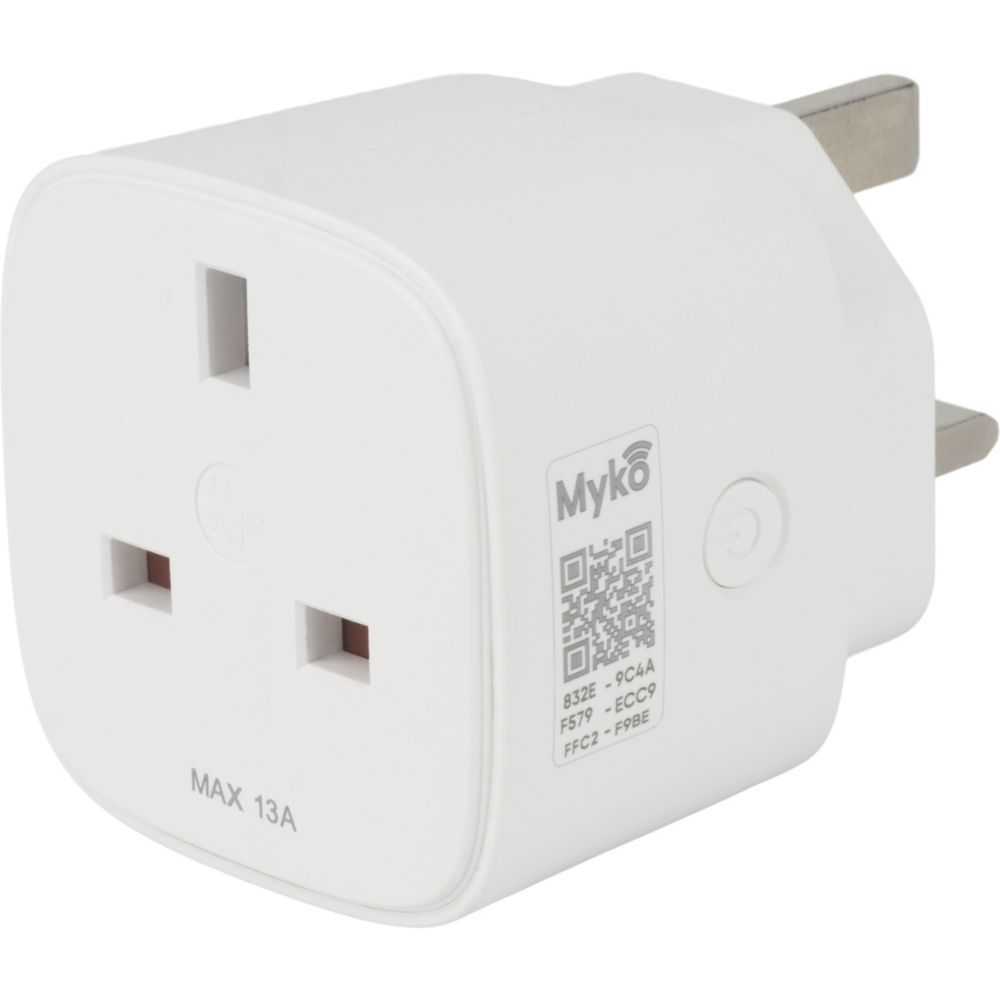 LAP Myko 13A Smart Plug with Energy Monitoring White/Grey - Screwfix