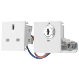 British General 13A Modular Key Switch Switched Socket White - Screwfix