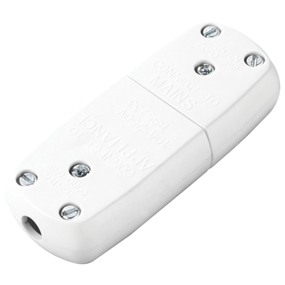 British General 10A 3 Terminal In-Line Connector 85 x 35 x 18mm White ...