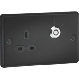 Knightsbridge 13A 1-Gang DP Switched Lockable Socket Matt Black with ...