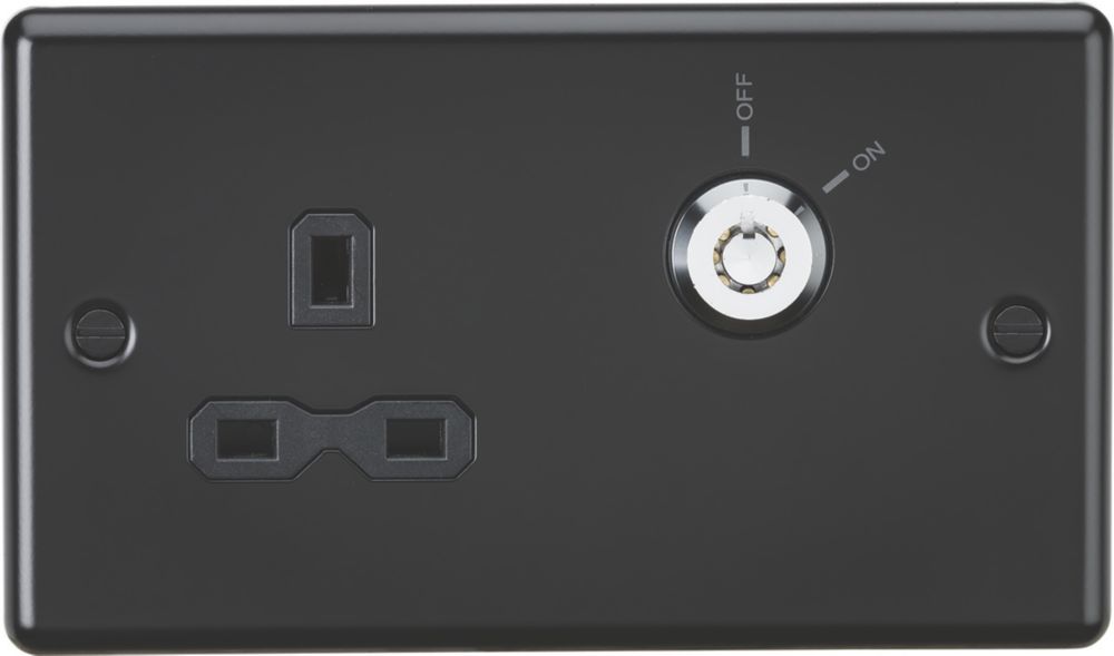 Knightsbridge 13A 1-Gang DP Switched Lockable Socket Matt Black with ...