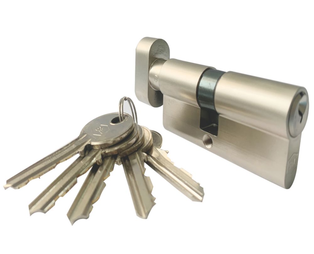 Smith & Locke 6-Pin Cylinder Thumbturn Lock 45-50 (95mm) Satin Nickel ...