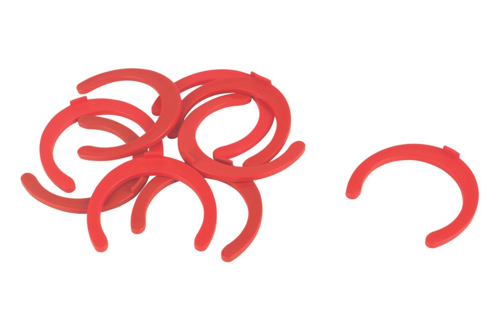 FloPlast FloFit+ Plastic Collet Clips Red 28mm 10 Pack - Screwfix