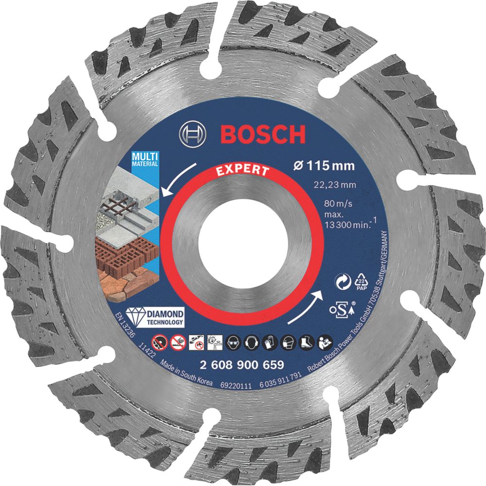 Bosch Expert Masonry Diamond Cutting Disc 115mm x 22.23mm - Screwfix