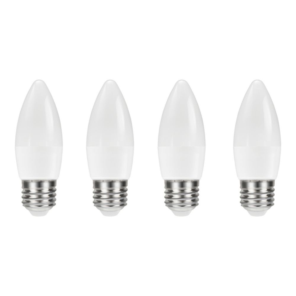 Essentials E27 Candle LED Light Bulb 470lm 4.2W 4 Pack - Screwfix
