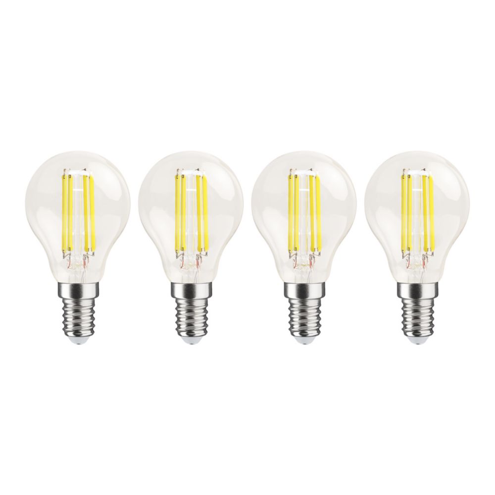 LAP E14 Mini Globe LED Light Bulb Clear 470lm 2.9W 4 Pack - Screwfix