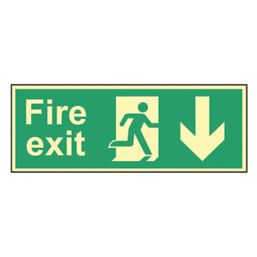 Essentials Photoluminescent "Fire Exit Man Down Arrow" Sign 150mm x ...