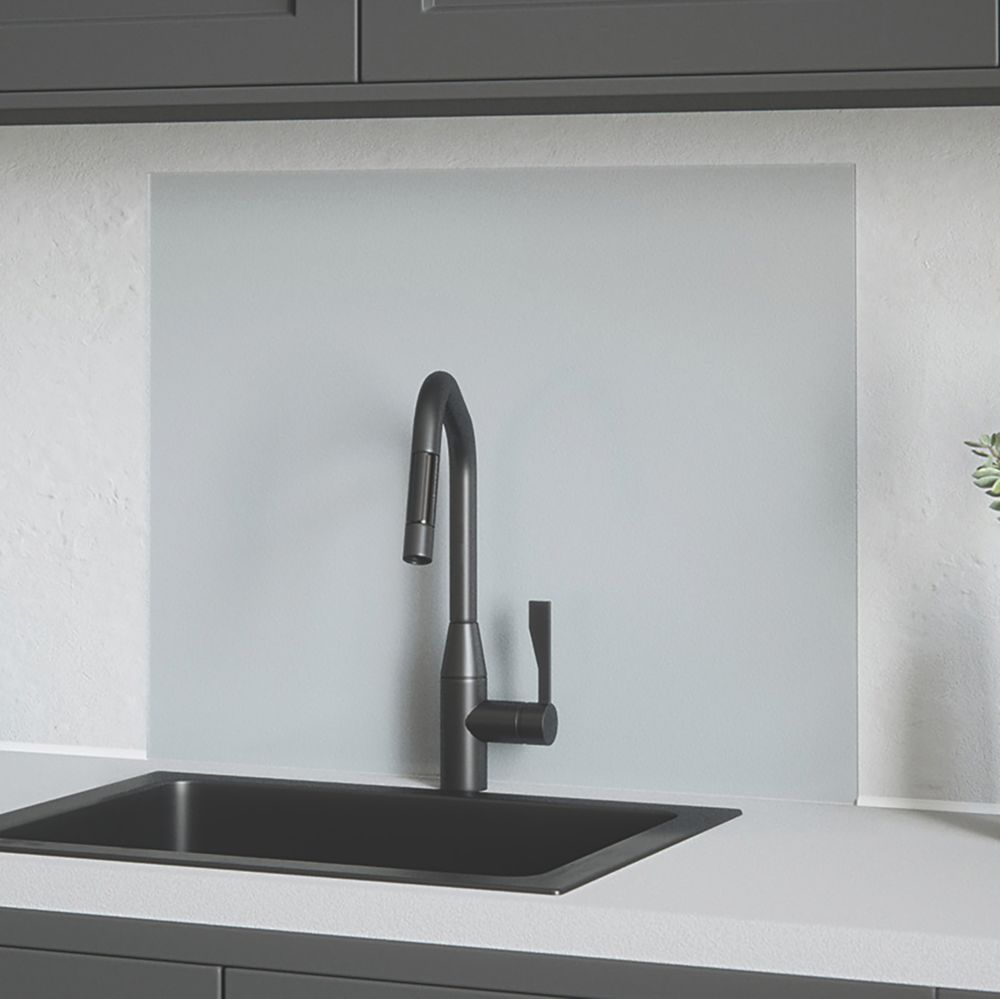 House Beautiful Platino Silver Grey Kitchen Splashback 600mm x 750mm x ...