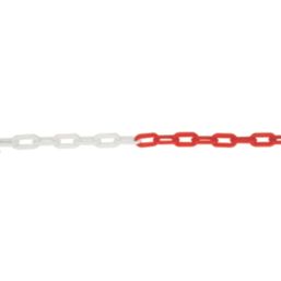 Essentials Plastic Red/White Chain x 25m - Screwfix