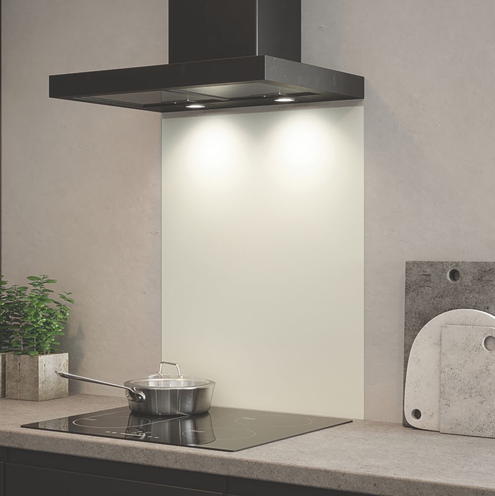 Splashback White Self-Adhesive Glass Kitchen Splashback 600mm x 750mm x 6mm - Screwfix