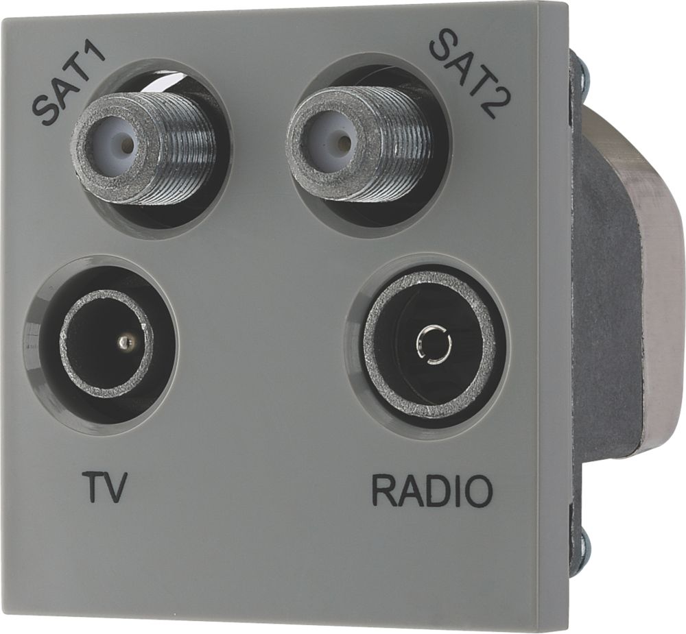 British General Quadruplex Modular TV & Satellite Socket Grey - Screwfix