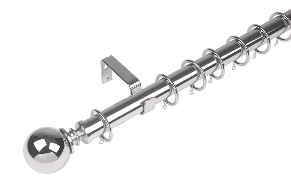 Cooke & Lewis Polished Chrome Curtain Pole Set 28mm x 1.2 - 2.1m - Screwfix