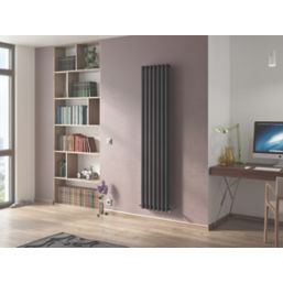 Ximax Fortuna 1800mm x 526mm 3795BTU Black / Silver Vertical Designer ...