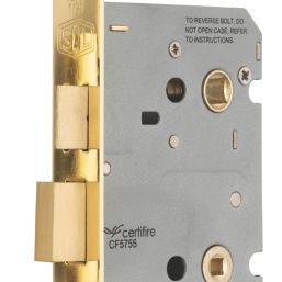 Smith & Locke Fire Rated Polished Brass Bathroom Lock 65mm Case - 44mm ...