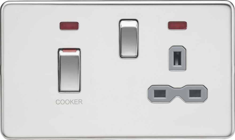 Knightsbridge 45A 2-Gang DP Cooker Switch & 13A DP Switched Socket ... Knightsbridge 45A 2-Gang DP Cooker Switch & 13A DP Switched Socket ...