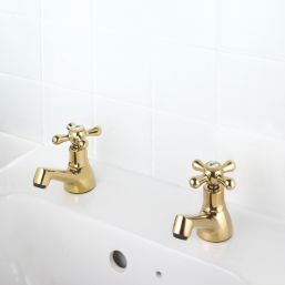 Swirl Traditional Bathroom Basin Taps Gold - Screwfix