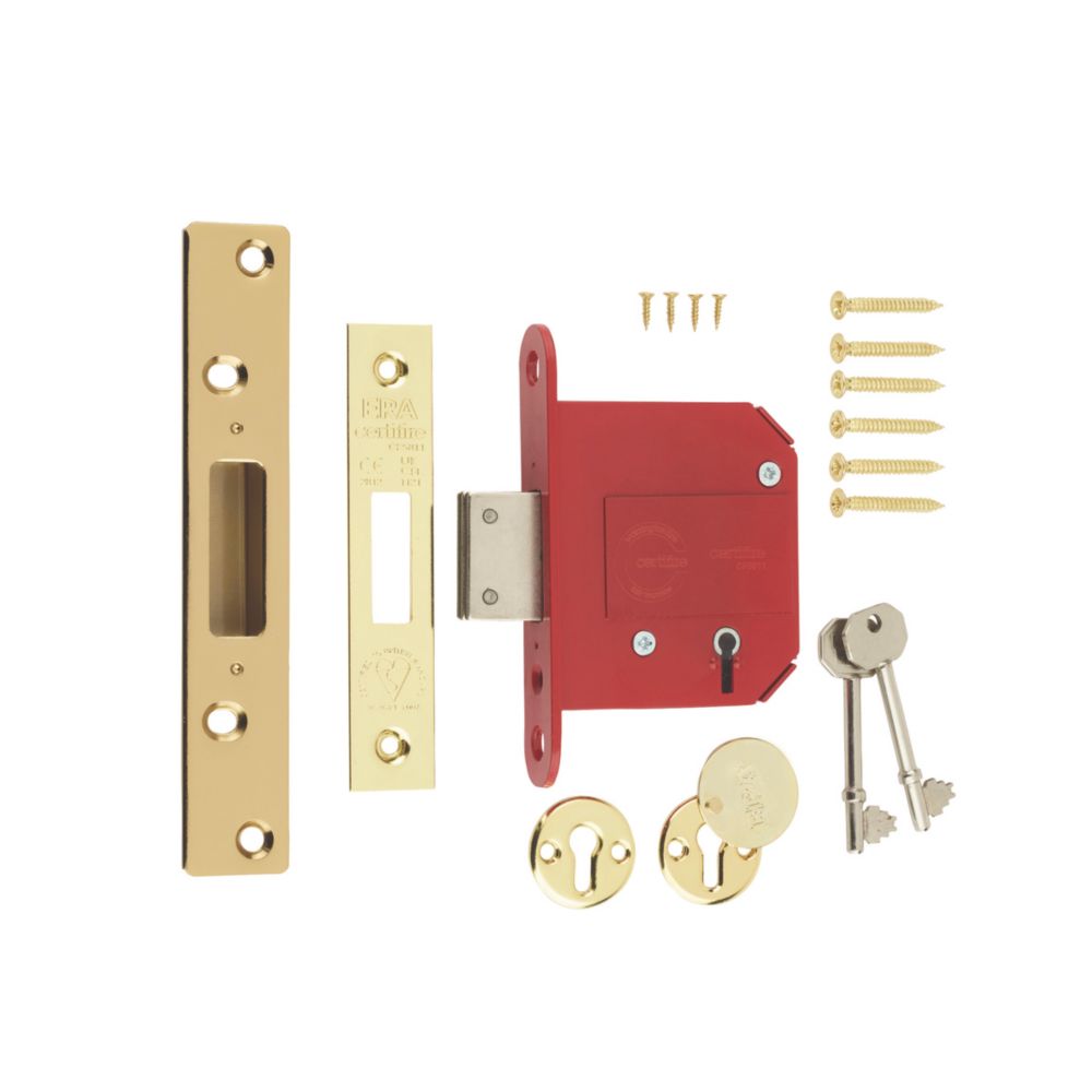 ERA Fire Rated Brass Effect BS 5-Lever Mortice Deadlock 76mm Case ...
