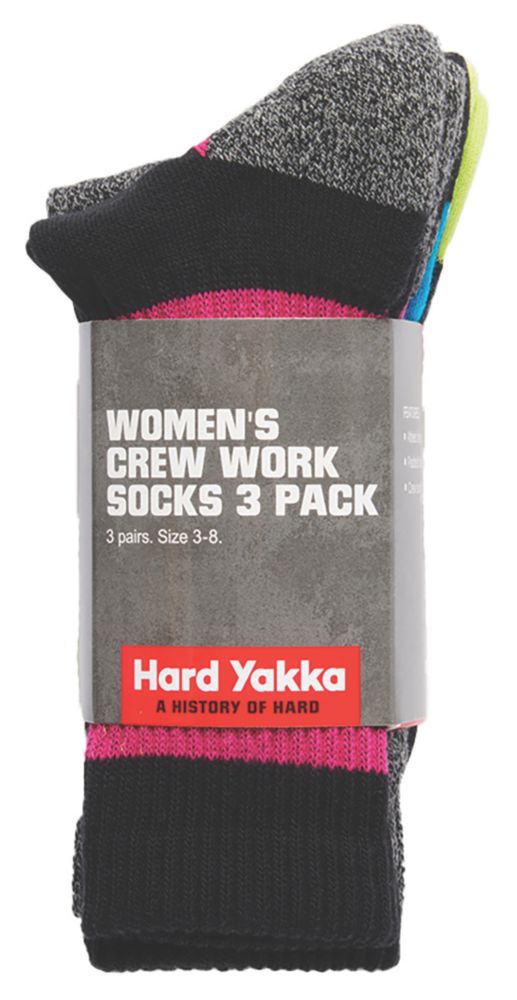 Hard Yakka Womens Work Socks Multicoloured 3-7 3 Pairs - Screwfix