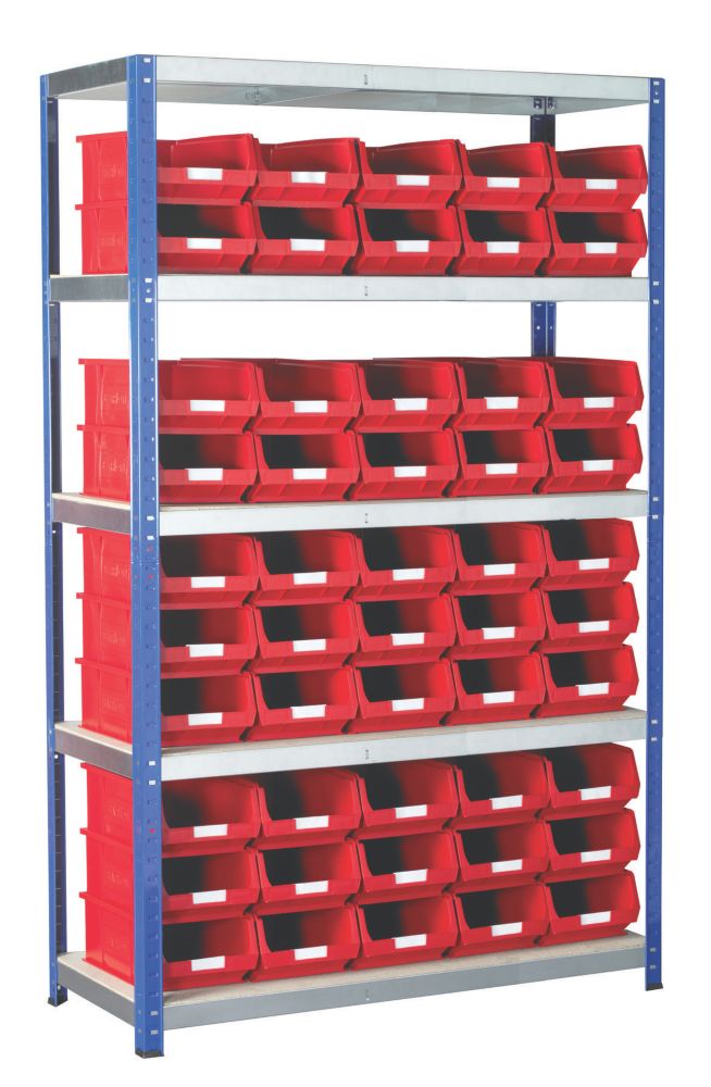 Barton Ecorax 5-Tier Metal Garage Shelving with Containers 1200mm x ...