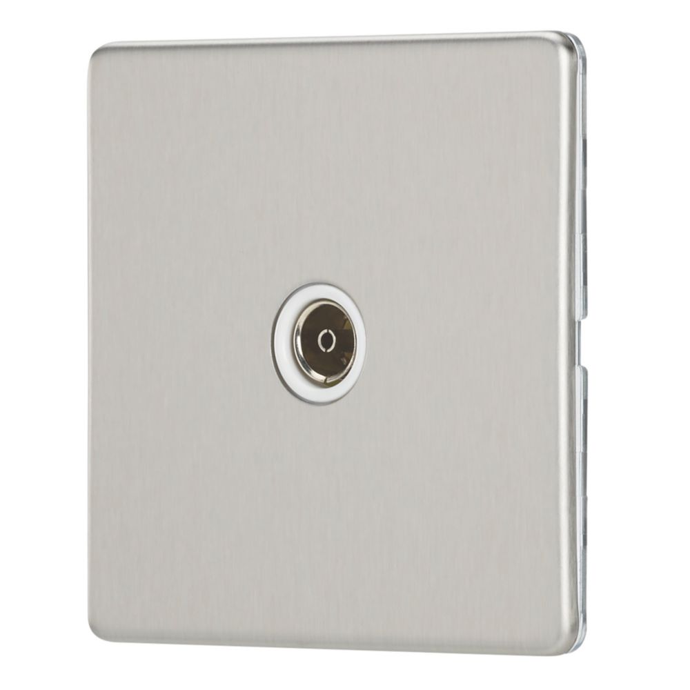 Contactum Lyric 1-Gang Isolated Female Coaxial TV Socket Brushed Steel ...