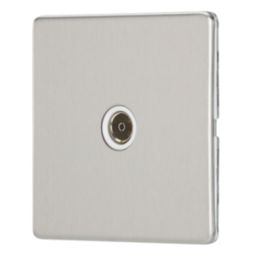Contactum Lyric 1-Gang Isolated Female Coaxial TV Socket Brushed Steel ...