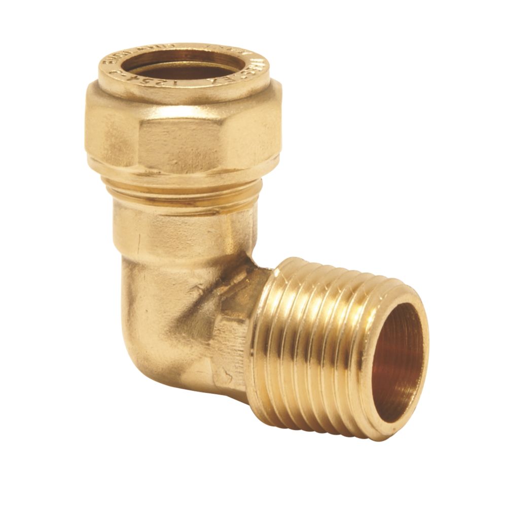 Pegler Brass Compression Adapting 90° Male Elbow 22mm x 3/4" - Screwfix