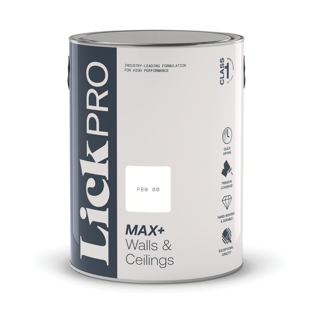 LickPro 5Ltr Pure Brilliant White Eggshell Emulsion Paint - Screwfix