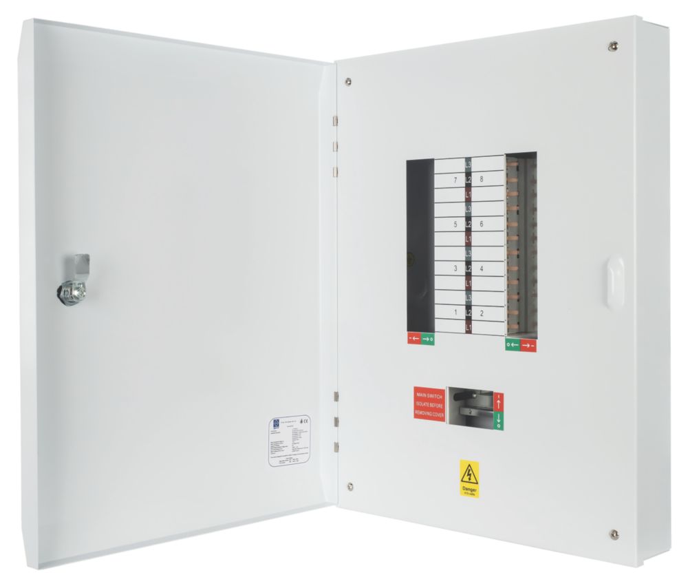Lewden TPN 8-Way Non-Metered 3-Phase Type B Distribution Board - Screwfix