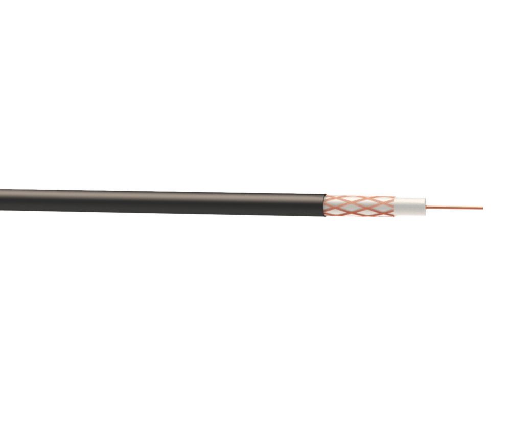 Time RG59 Black 1-Core Round Coaxial Cable 50m Drum - Screwfix
