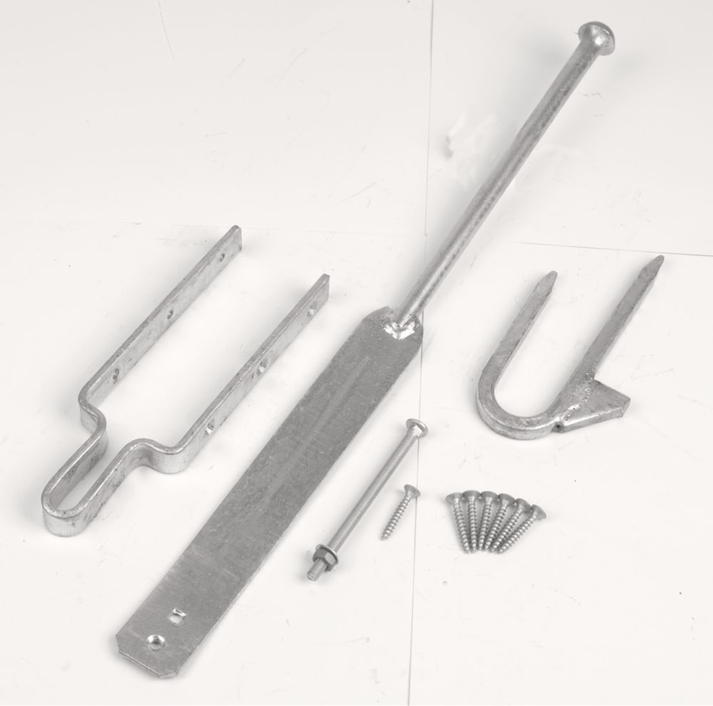 GateMate Spring Fastener Set Staple Catch Silver - Screwfix