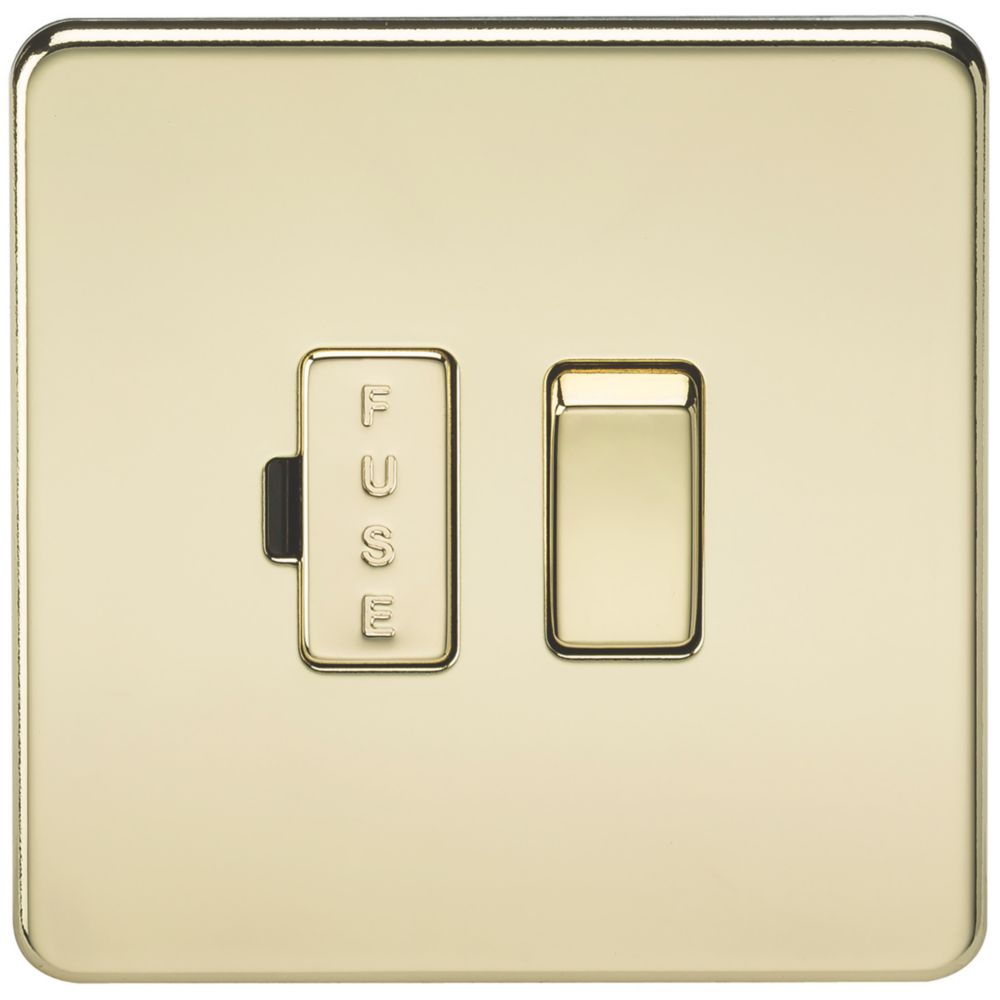 Knightsbridge 13A Switched Fused Spur Polished Brass - Screwfix