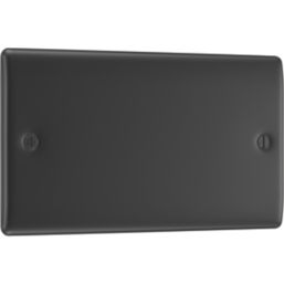 British General Nexus Metal 2-Gang Blanking Plate Matt Black - Screwfix