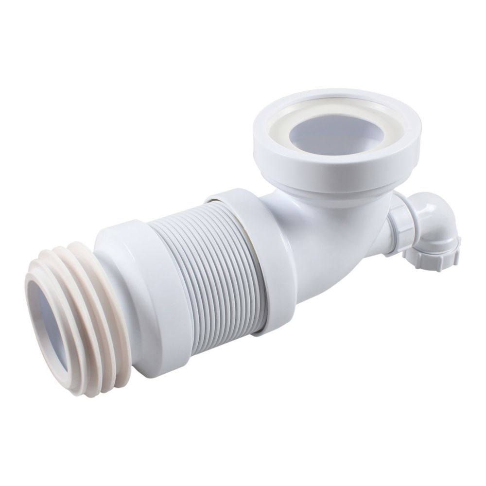 Flomasta Flexible 90° Angled Pan Connector with Boss White 220 - 400mm ...