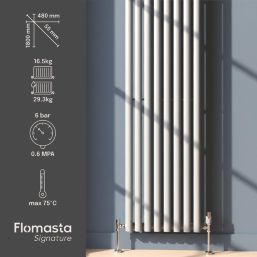 Flomasta 1800mm x 480mm 3339BTU Anthracite Vertical Designer Radiator ...