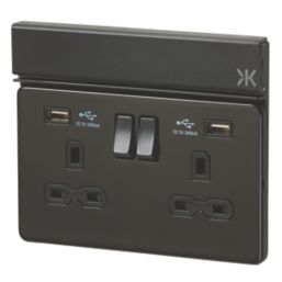 Knightsbridge 2GPHBK 2-Gang Phone Holder Black - Screwfix