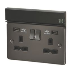 Knightsbridge 2GPHBK 2-Gang Phone Holder Black - Screwfix