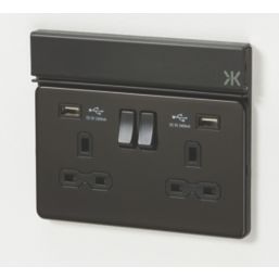 Knightsbridge 2GPHBK 2-Gang Phone Holder Black - Screwfix