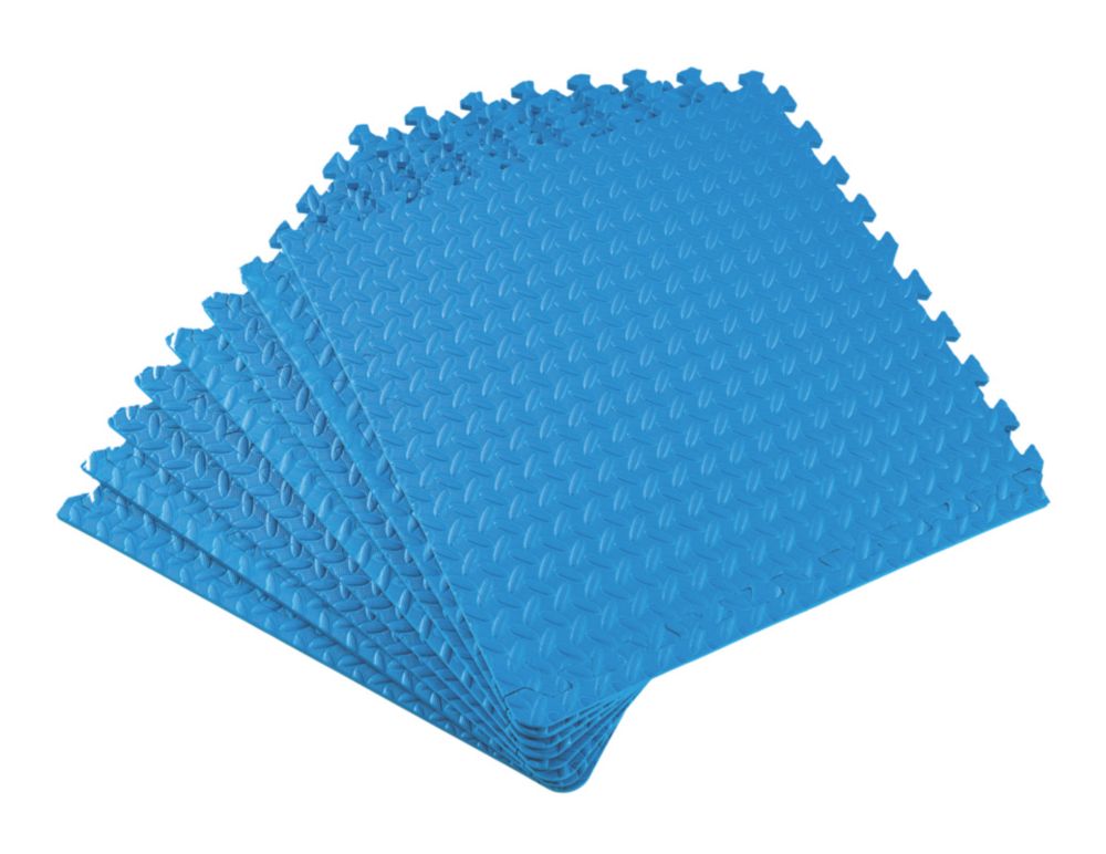 Essentials Interlocking Floor Tiles Blue 10mm 8 Pack - Screwfix