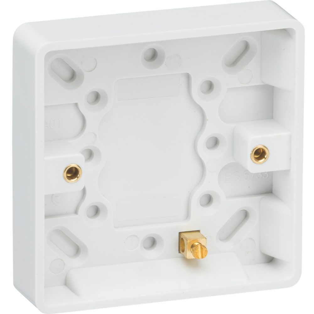 Knightsbridge 1-Gang Surface Pattress Box 16mm 10 Pack - Screwfix Knightsbridge 1-Gang Surface Pattress Box 16mm 10 Pack - Screwfix