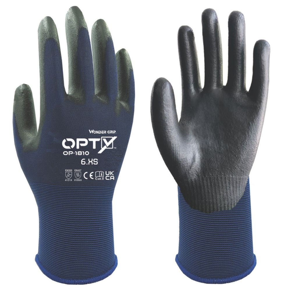 Wonder Grip OP-1810 Opty General Handling Gloves Blue X Small - Screwfix