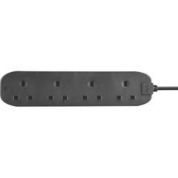 Masterplug 13A 4-Gang Unswitched Extension Lead Black 5m - Screwfix